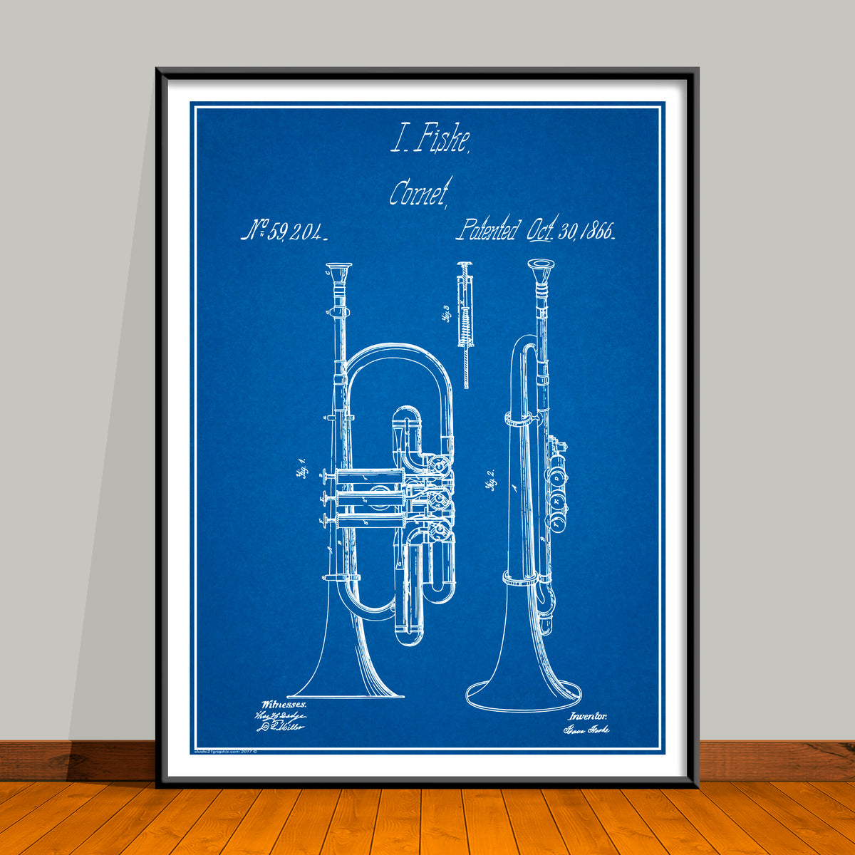 1866 Fisk Cornet Patent Print - Unframed – Studio 21 Graphix
