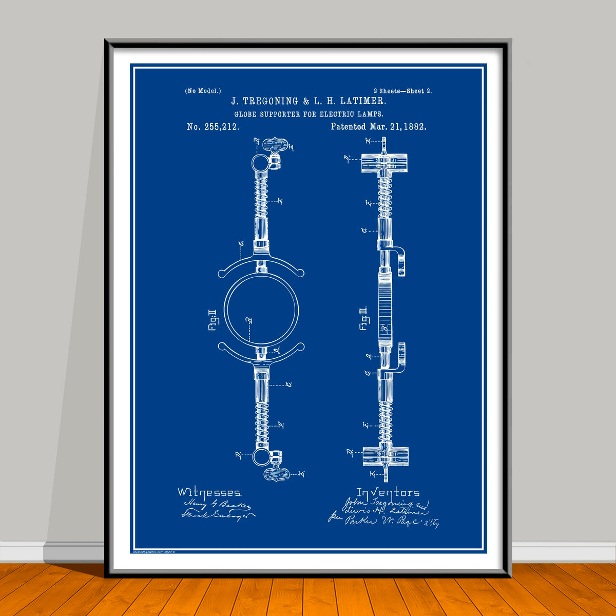 1882 J. Tregoning & L.H. Latimer Electric Lamps Patent Print - Unframe ...
