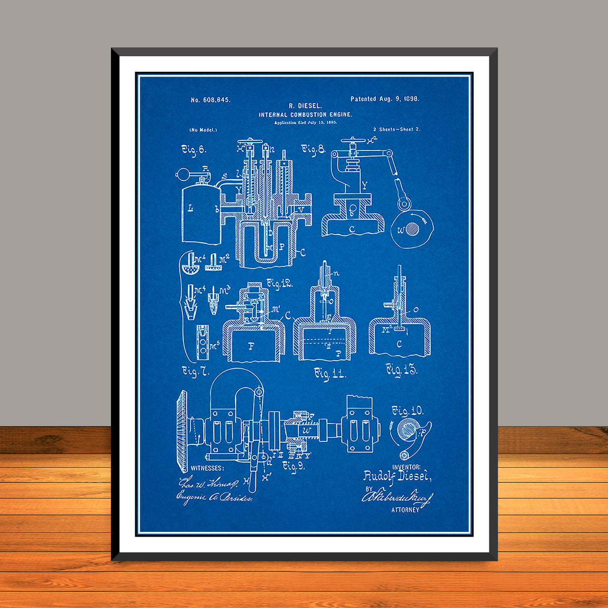 1895 Rudolf Diesel Engine Patent Print - UNFRAMED – Studio 21 Graphix