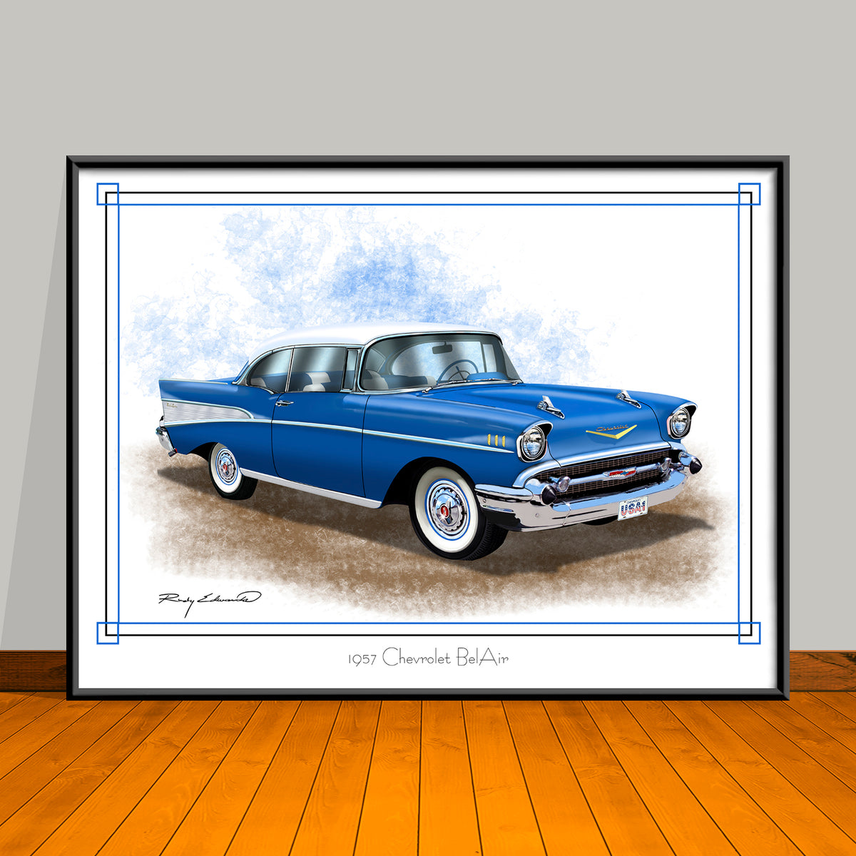 1957 Chevrolet Bel Air Classic Car Art Print Two-tone - 18" X 24" UNFR ...