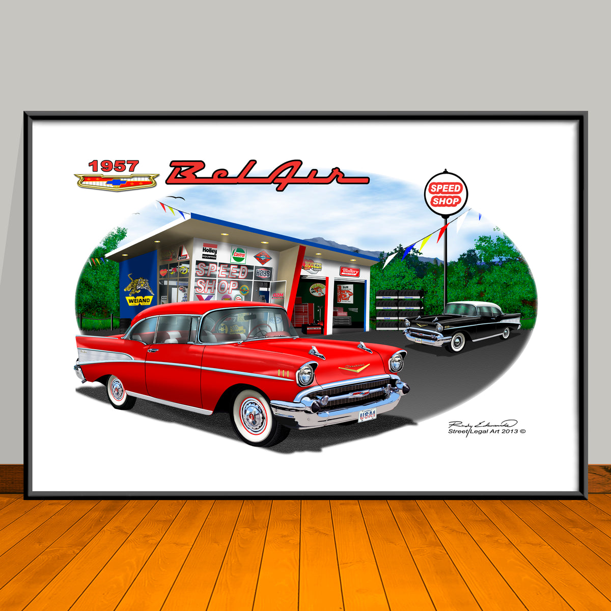 1957 Chevy Bel Air Classic Car Art Print - 13" X 19" UNFRAMED – Studio ...