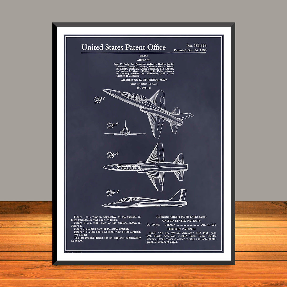 1957 North American F-100 Super-Sabre Patent Print - Unframed – Studio ...