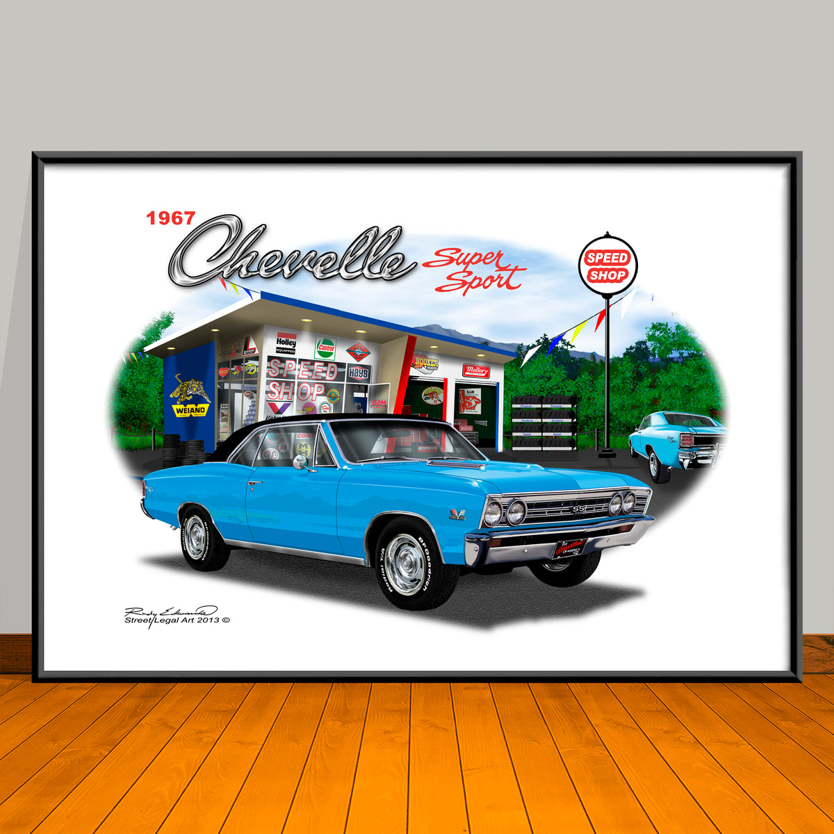 1967 Chevelle SS Black Top Speed Shop Muscle Car Art Print - 13" X 19 ...