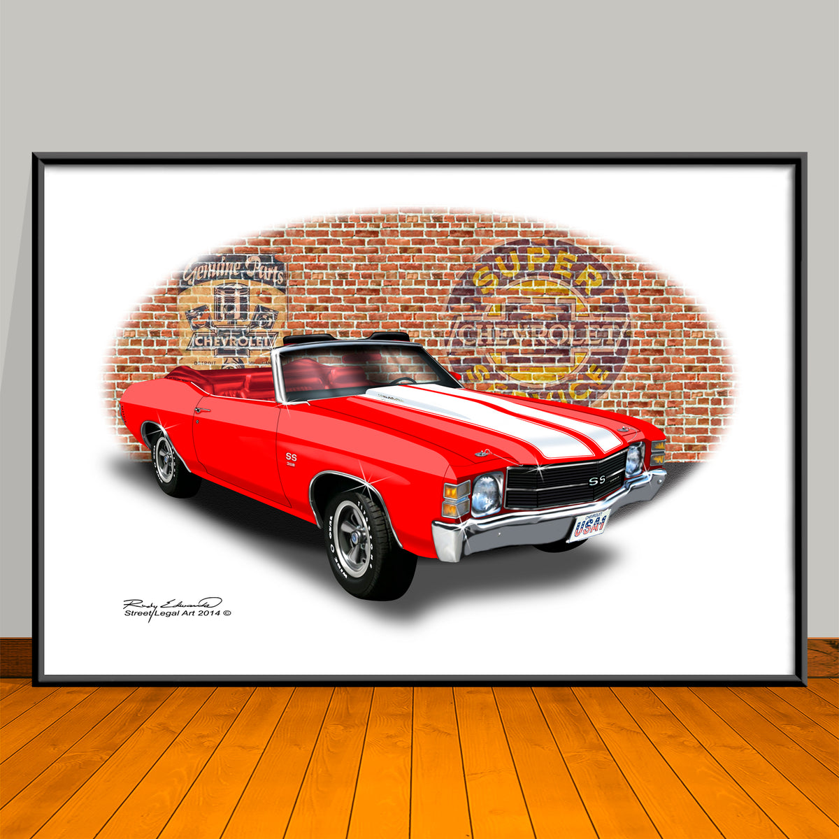 1971 Chevelle SS Convertible Red Muscle Car Art Print - 13" X 19" UNFR ...