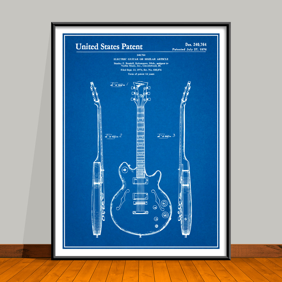 1976 Gibson Norlin Electric Guitar Patent Print - Unframed – Studio 21 ...