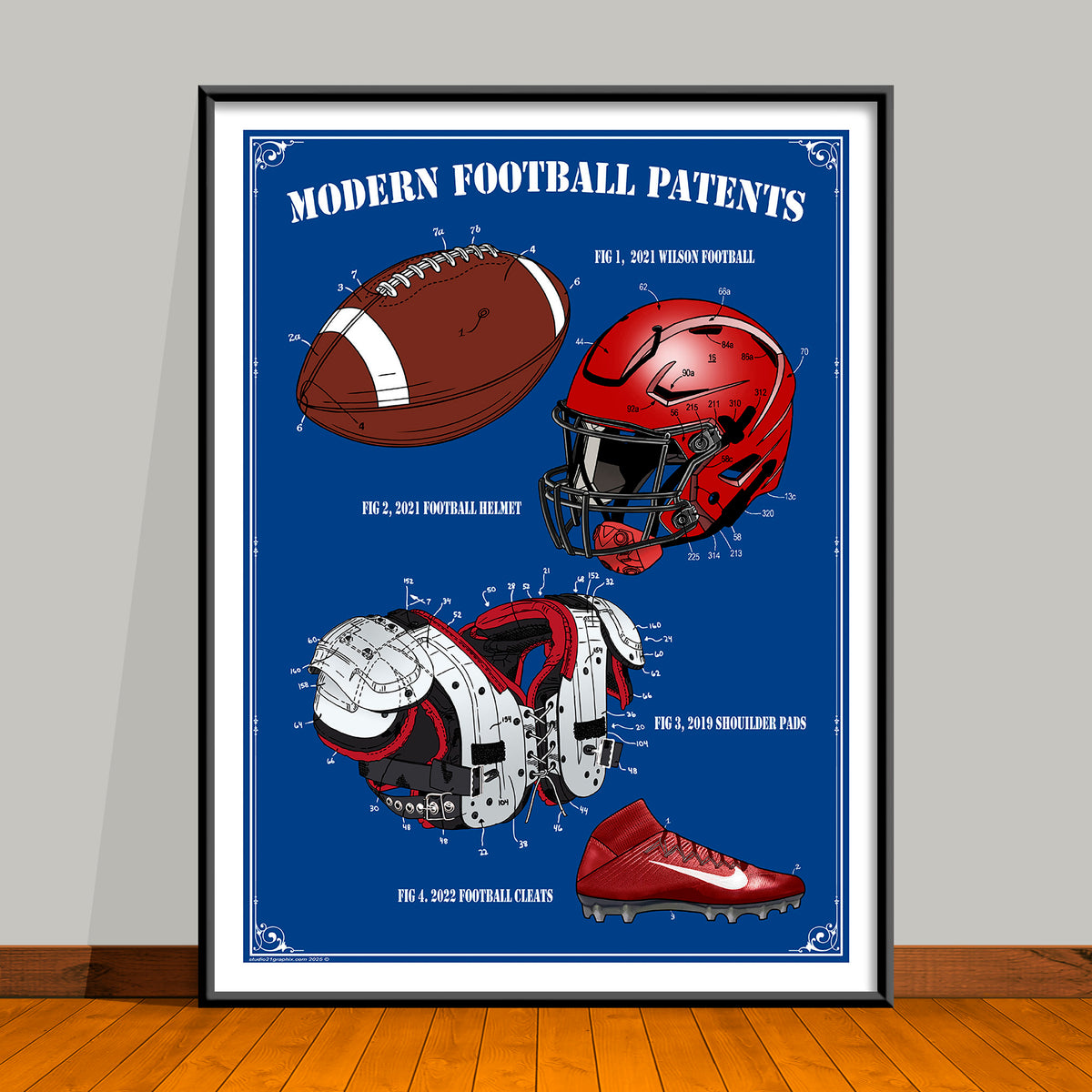 Modern Football Patents Print Colorized Collage - UNFRAMED – Studio 21 ...