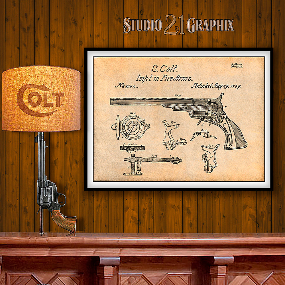 1839 Samuel Colt Paterson Revolver Patent Print - UNFRAMED – Studio 21 ...