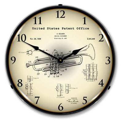 1937 Trumpet Patent LED Clock – Studio 21 Graphix