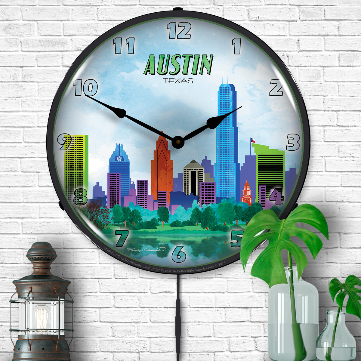 Austin City Skyline LED Clock – Studio 21 Graphix