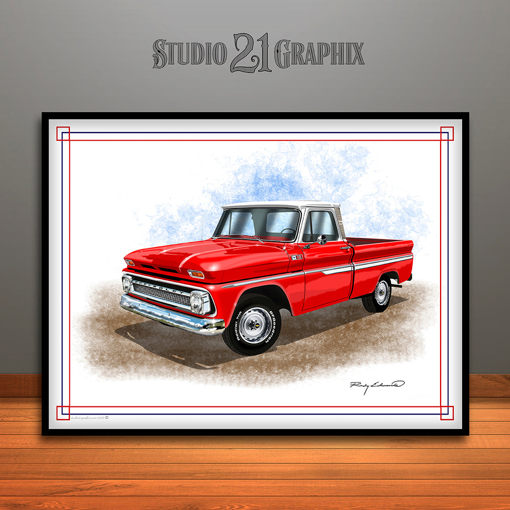 1960's Chevrolet C10 Pickup Truck Art Print - 18" X 24" UNFRAMED ...