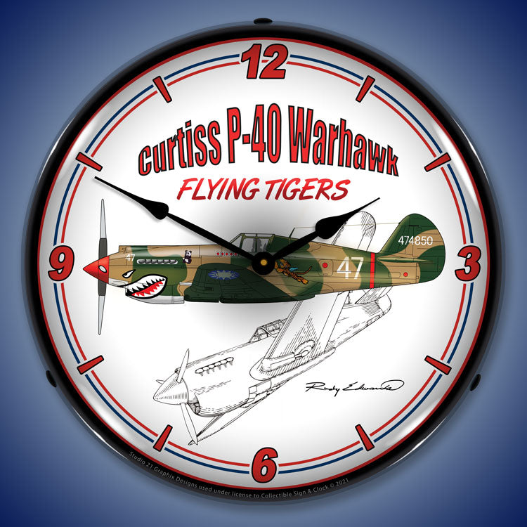 Curtiss P-40 Warhawk Aviation LED Clock – Studio 21 Graphix