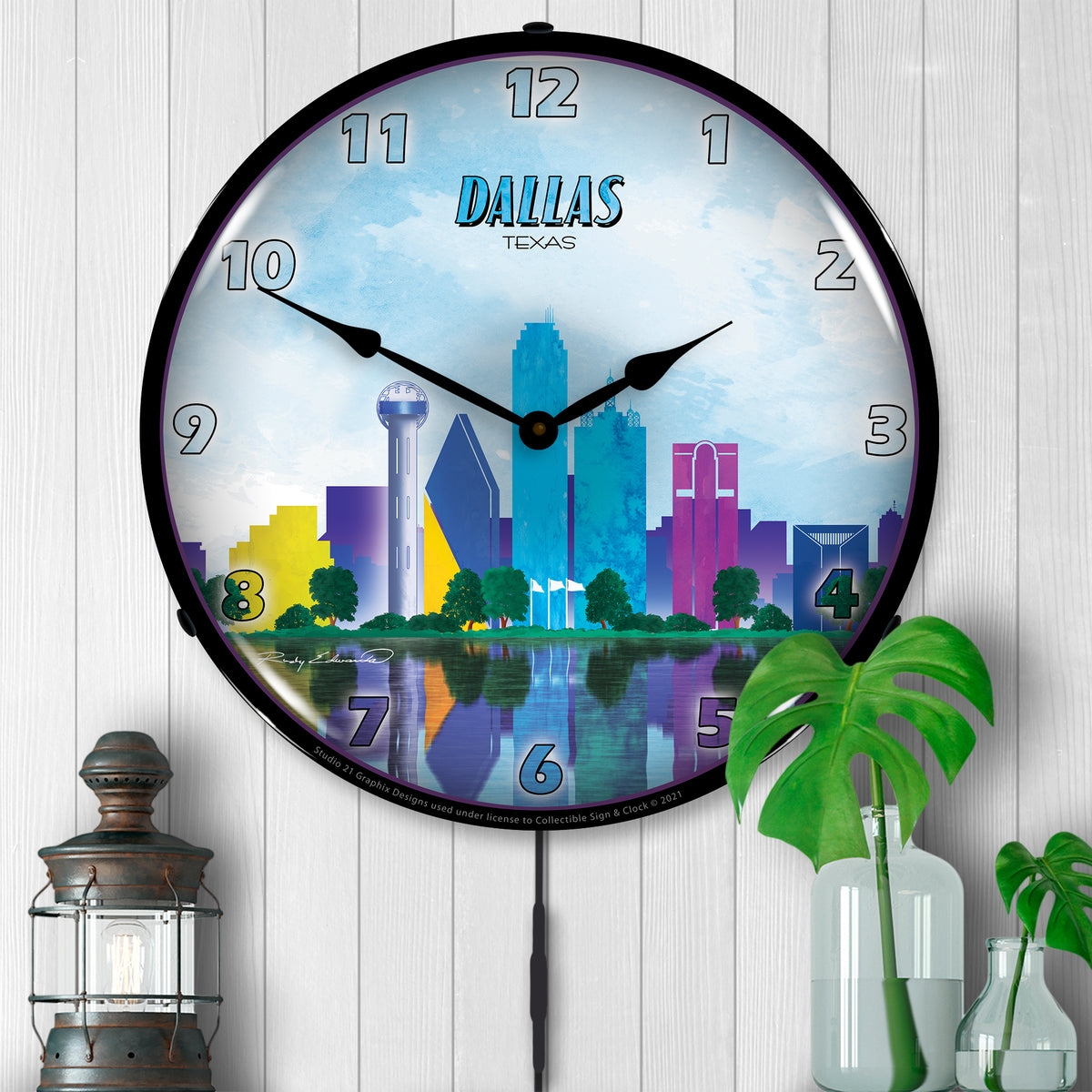Dallas City Skyline LED Clock – Studio 21 Graphix