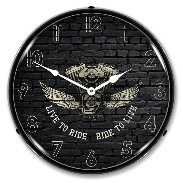 Live to Ride Ride to Live LED Clock – Studio 21 Graphix