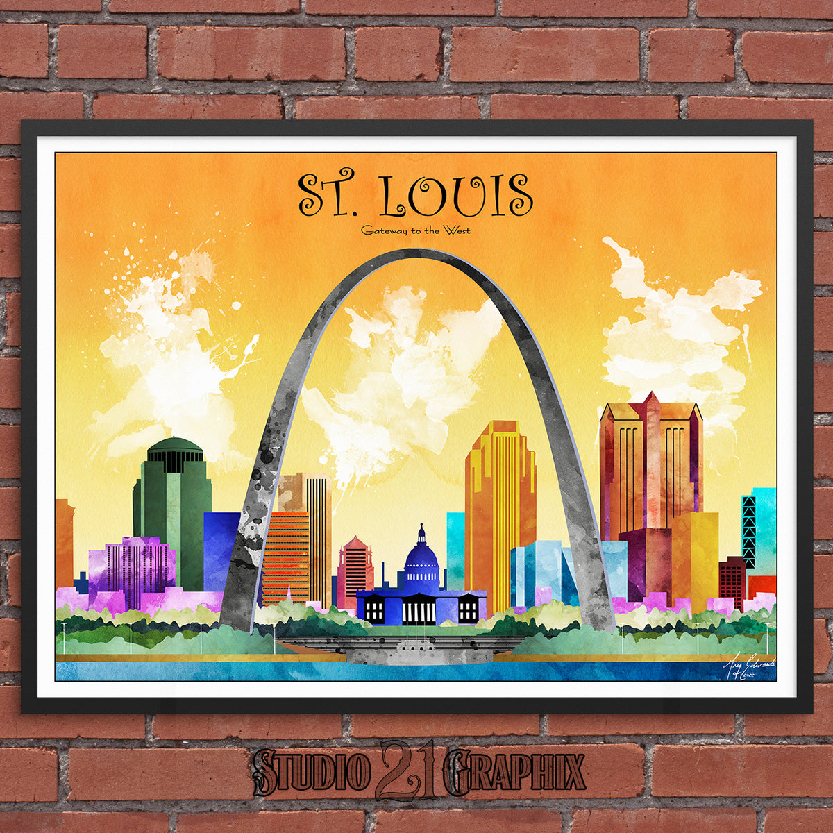 St Louis in Living Color, Missouri Skyline Watercolor Art Print - UNFR ...