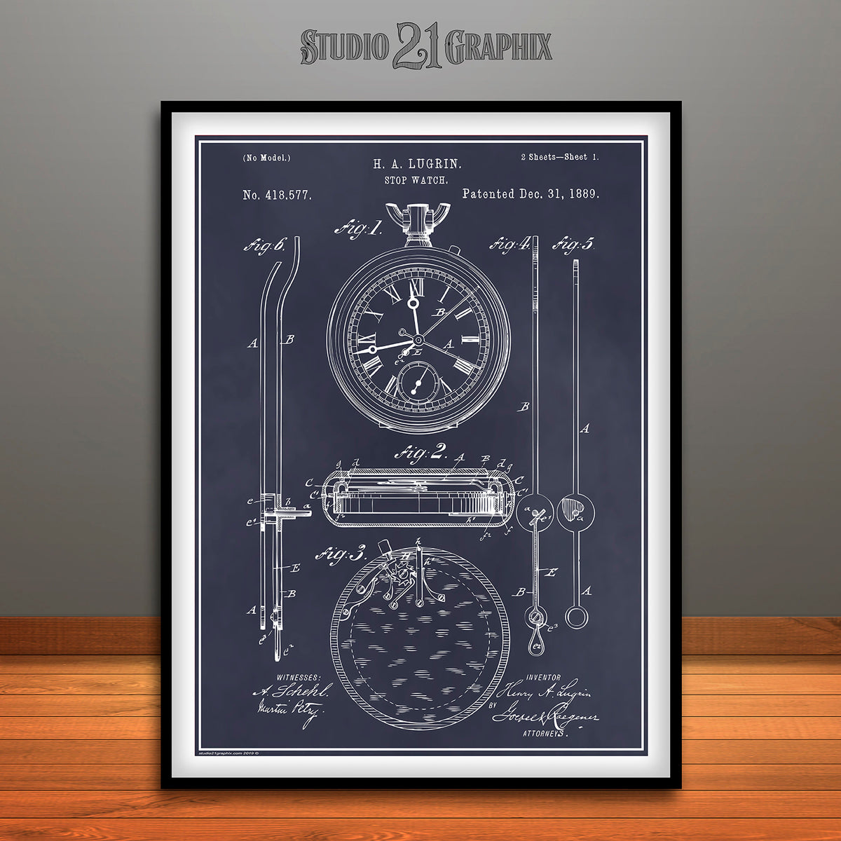 1889 Stopwatch Patent Print - UNFRAMED – Studio 21 Graphix