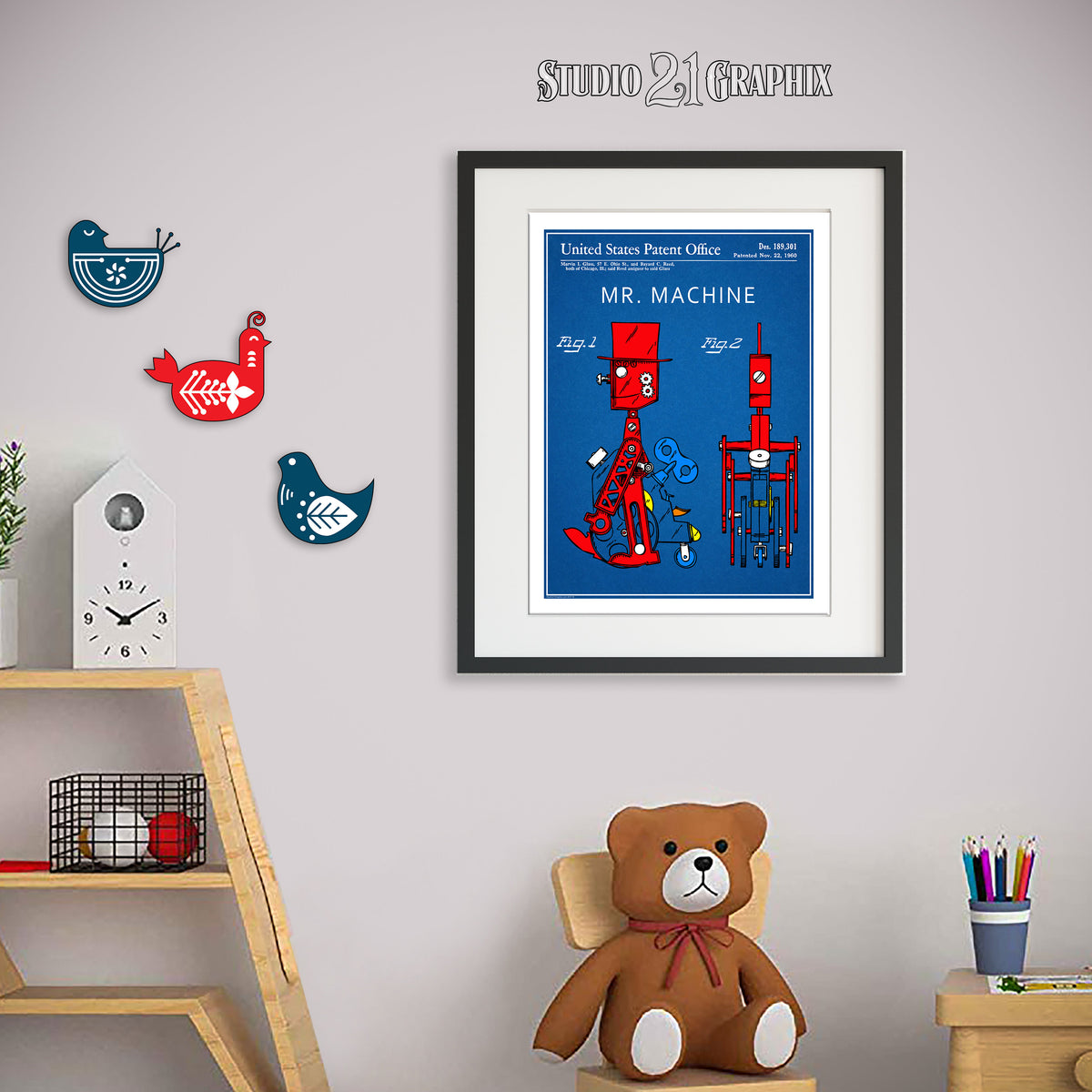 1960 Colorized Mr. Machine Mechanical Toy Robot Patent Print - UNFRAME ...