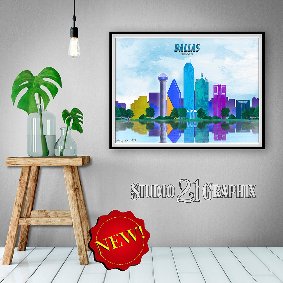 Dallas, Texas Skyline Watercolor Art Print - UNFRAMED – Studio 21 Graphix