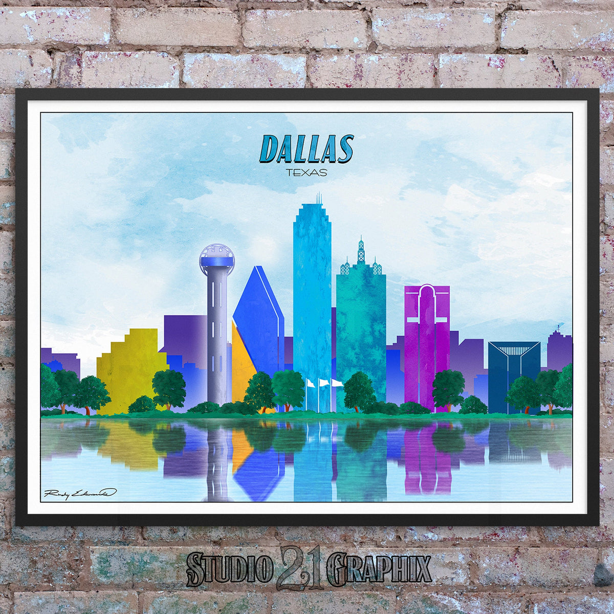 Dallas, Texas Skyline Watercolor Art Print - UNFRAMED – Studio 21 Graphix